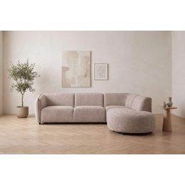 Ecksofa Home Affaire "OSTRUP Rundsofa, L-Form, Naturt&ouml;ne, Boucle oder Chenille", cream, B:273cm H:73cm T:250cm, 100% Polyester, Sofas, Ecksofa, Breite 273 cm, organische Form mit sanften Rundungen