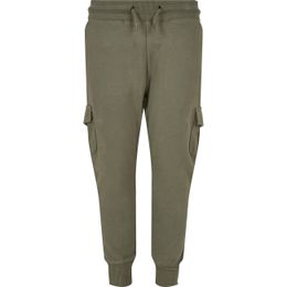 Cargohose Urban Classics "Urban Classics Herren Boys Fitted Cargo Sweatpants", M&auml;dchen, Gr. 146/152, Normalgr&ouml;&szlig;en, olive, 80% Baumwolle, 20% Polyester, unifarben, slim fit, Hosen Cargohose
