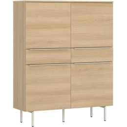 Hochkommode Tom Tailor HOME, light oak, B:110cm H:143cm T:42cm, Holzwerkstoff, Melamin, Spanplatte, Sideboards, Highboard, Breite 110 cm,4 T&uuml;ren,2 Schubladen, viel Stauraum