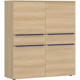 Hochkommode Tom Tailor HOME, light oak, B:110cm H:126cm T:42cm, Holzwerkstoff, Melamin, Spanplatte, Sideboards, Highboard, Breite 110 cm,4 T&uuml;ren,2 Schubladen, viel Stauraum