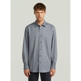 G-Star Raw Langarmshirt G-STAR "Clean Regular Hemd", Herren, Gr. L, ash blau, india ink oxford, Obermaterial: 100% Baumwolle, Shirts Langarmshirt