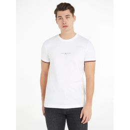 T-Shirt Tommy Hilfiger "TOMMY LOGO TIPPED TEE", Herren, Gr. 3XL, wei&szlig;, Obermaterial: 100% Baumwolle, bedruckt, Rundhals, Shirts T-Shirt