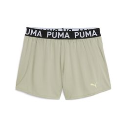 Trainingsshorts Puma "W STRONG KNIT SHORT 3", Damen, Gr. S, N-Gr, lux army, Jersey, Obermaterial: 100% Polyester, regular fit kniefrei, Hosen, mit DryCELL Technologie, atmungsaktiv, Regular Fit