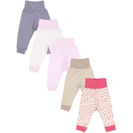 Pumphose TUPTAM "Pumphose Baby Lange Pumphose 5er Pack", M&auml;dchen, Gr. 104, N-Gr, pink (grau pink beige streifen herzen streifen), Obermaterial: 100% Baumwolle CO., Hosen