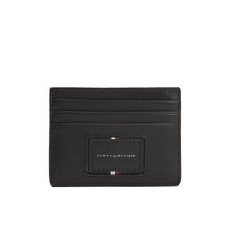 Kartenetui Tommy Hilfiger "TH FOUNDATION CC HOLDER", Damen, schwarz, Leder, Kleinlederwaren, Unisex Minigeldbeutel, Portemonnaie mit vielen Kartensteckf&auml;chern