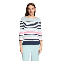 3/4-Arm-Shirt Betty Barclay "Damen mit U-Boot-Ausschnitt", Damen, Gr. 36, bunt (mint, dunkelblau), Jersey, Obermaterial: 95% Viskose, 5% Elasthan, Basic, tailliert normal, U-Boot-Ausschnitt, Shirts 3/4-Arm-Shirt