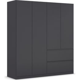 Dreht&uuml;renschrank Rauch "Kleiderschrank Schrank Garderobe COSTA in den Breiten 91/136/181 cm", grau (graumetallic, eingriffe graumetallic), B:181cm H:197cm T:54cm, Holzwerkstoff, Schr&auml;nke, Dreht&uuml;renschrank, viel Platz, grifflose Front und Push-to-Open Funktion MADE IN GERMANY