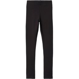 Leggings name it "NKFVIVIAN LEGGING NOOS", M&auml;dchen, Gr. 110, N-Gr, schwarz, Jersey, Obermaterial: 95% Baumwolle, 5% Elasthan, unifarben, normal lang, Hosen Leggings, Baumwollmischung, normal geschnitten