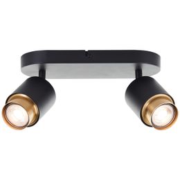 Brilliant Deckenstrahler "Covelo", sand schwarz, matt goldfarben, 2, H: 15cm, 1 Stk., Leuchten, GU10, 3000 K, dimmbar, schwenkbar, schwarz goldfarben, Deckenstrahler