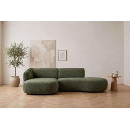 Ecksofa Home Affaire "OSTRUP Rundsofa, L-Form, Naturt&ouml;ne, Boucle oder Chenille", khaki, B:278cm H:73cm T:152cm, 100% Polyester, Sofas, Ecksofa, Breite 278 cm, organische Form mit sanften Rundungen
