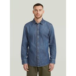 G-Star Raw Langarmshirt G-STAR "Clean Slim Hemd", Herren, Gr. XS, faded seasalt, Obermaterial: 100% Baumwolle, Shirts Langarmshirt