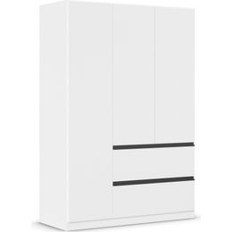 Dreht&uuml;renschrank Rauch "Kleiderschrank Schrank Garderobe COSTA in den Breiten 91/136/181 cm", schwarz-wei&szlig; (alpinwei&szlig;, eingriffe graumetallic), B:136cm H:197cm T:54cm, Holzwerkstoff, Schr&auml;nke, Dreht&uuml;renschrank, viel Platz, grifflose Front und Push-to-Open Funktion MADE IN GERMANY