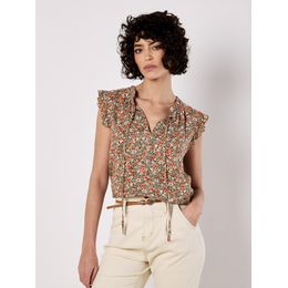 Druckbluse Apricot "Bluse", Damen, Gr. XL (42), gr&uuml;n (khaki), Obermaterial: 100% Viskose CV., gebl&uuml;mt, Blusen Druckbluse, mit R&uuml;schensaum