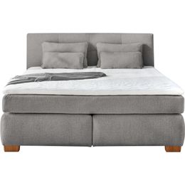 Jockenh&ouml;fer Boxspringbett JOCKENH&Ouml;FER GRUPPE "Ulla, Wende-Bonell-Federkernmatratze (H2/H3)", grau (grau 417, 19), B:189cm L:216cm, Bezug Bett: Chenille(100% Polyester);Topper und Matratzenspiegel: 100% Polyester, Komplettbetten, Boxspringbett, inklusive Topper und 4 Kissen, Bettbreite 160 cm oder 180 cm w&auml;hlbar