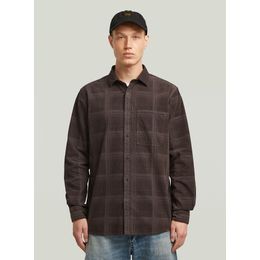 G-Star Raw Langarmshirt G-STAR "One Pocket Regular Hemd", Herren, Gr. L, ganache gd laser check, Obermaterial: 100% Baumwolle, Shirts Langarmshirt
