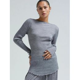 Kurzarmhemd SEAMLESS BASIC "Seamless Basic T-shirt Elegante", Damen, Gr. onesize, grau melange, Obermaterial: 100% Wolle, Hemden