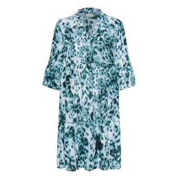 Midikleid Kaffe "Kleid KAhera", Damen, Gr. 42, N-Gr, blau (teal leopard print), Obermaterial: 100% Viskose LENZING ECOVERO CV LenzEcov., Kleider Midikleid
