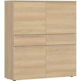 Hochkommode Tom Tailor HOME, light oak, B:110cm H:126cm T:42cm, Holzwerkstoff, Melamin, Spanplatte, Sideboards, Highboard, Breite 110 cm,4 T&uuml;ren,2 Schubladen, viel Stauraum