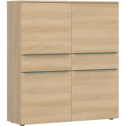 Hochkommode Tom Tailor HOME, light oak, B:110cm H:126cm T:42cm, Holzwerkstoff, Melamin, Spanplatte, Sideboards, Highboard, Breite 110 cm,4 T&uuml;ren,2 Schubladen, viel Stauraum