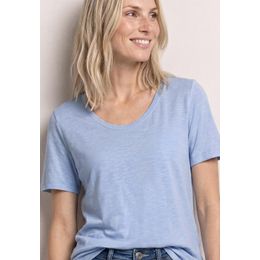 T-Shirt Street One "Style Gerda", Damen, Gr. 36, cashmere blau, Jersey, Obermaterial: 50% Baumwolle, 50% Modal, unifarben, regular fit normal, Rundhals, Shirts T-Shirt