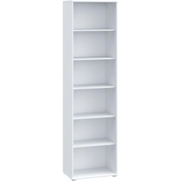 Regal FORTE "Tempra, Mehrzweckregal schmal, H&ouml;he 197,5 cm, 5 Ablageb&ouml;den", wei&szlig;, B:54cm H:197,5cm T:34,8cm, Holzwerkstoff, Regale, B&uuml;cherregal Standregal, H&ouml;he ca. 197,5 cm
