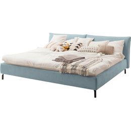 Polsterbett Home Affaire "Fionara, Familienbett, extrabreite Liegefl&auml;che 240cm, in 2 L&auml;ngen", blau (sage), B:268cm H:82cm L:255cm, 100% Polyester, Betten, Polsterbett, inkl. 7-fache Einlegetiefenverstellung & saugroboterfreundliche H&ouml;he