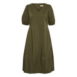 Midikleid Culture "Kleid CUantoinett", Damen, Gr. L, N-Gr, gr&uuml;n (burnt olive), Obermaterial: 65% Baumwolle CO. 33% Polyester PES. 2% Elasthan EL., Kleider Midikleid