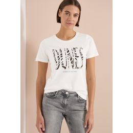 Print-Shirt Cecil, Damen, Gr. XL (44), vanillewei&szlig;, Web, 100% Baumwolle, bedruckt, comfort fit normal, Rundhals, abgesteppt, Shirts, aus reiner Baumwolle