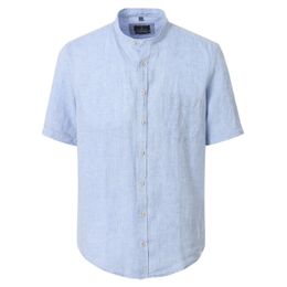 Kurzarmhemd Casamoda "Casamoda Leinenhemd Kurzarm uni", Herren, Gr. 4XL, Normalgr&ouml;&szlig;en, blau, 100% Leinen, unifarben, l&auml;ssig geschnitten, Hemden