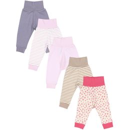 Pumphose TUPTAM "Pumphose Baby Lange Pumphose 5er Pack", M&auml;dchen, Gr. 56, N-Gr, pink (grau pink beige streifen herzen streifen), Obermaterial: 100% Baumwolle CO., Hosen