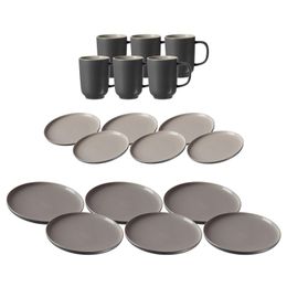 Ritzenhoff & Breker Geschirr-Set RITZENHOFF & BREKER "Tafelservice Jasper 18er Set", grau, 18, Keramik, Geschirr-Sets, Geschirr-Set, Sp&uuml;lmaschinengeeignet