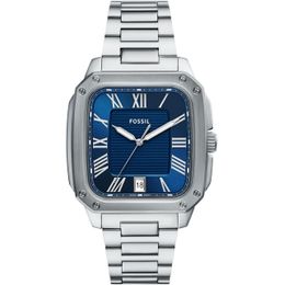 Quarzuhr Fossil "Crosby", blau (edelstahlfarben, blau), Armbanduhren, Herren, Quarzuhr, Armbanduhr, Herrenuhr, Edelstahlarmband, analog, Tag