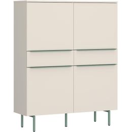 Hochkommode Tom Tailor HOME, light taupe, B:110cm H:143cm T:42cm, Holzwerkstoff, Melamin, Spanplatte, Sideboards, Highboard, Breite 110 cm,4 T&uuml;ren,2 Schubladen, viel Stauraum