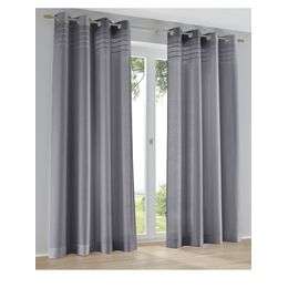 Gardine HEINE HOME Gr. 2, grau, B:140cm H:175cm, Baumwolle, Polyester, Gardinen, Gardine