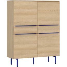 Hochkommode Tom Tailor HOME, light oak, B:110cm H:143cm T:42cm, Holzwerkstoff, Melamin, Spanplatte, Sideboards, Highboard, Breite 110 cm,4 T&uuml;ren,2 Schubladen, viel Stauraum