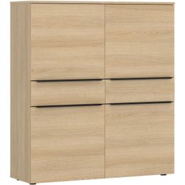 Hochkommode Tom Tailor HOME, light oak, B:110cm H:126cm T:42cm, Holzwerkstoff, Melamin, Spanplatte, Sideboards, Highboard, Breite 110 cm,4 T&uuml;ren,2 Schubladen, viel Stauraum
