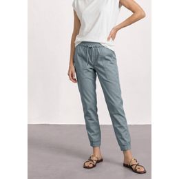 Jogger Pants Street One, Damen, Gr. 38, L&auml;nge 28, washed blau, Web, 97% Baumwolle, 3% Elasthan, unifarben, loose fit kn&ouml;chelfrei, Hosen, aus Baumwolle mit Stretchanteil