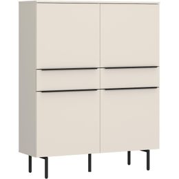 Hochkommode Tom Tailor HOME, light taupe, B:110cm H:143cm T:42cm, Holzwerkstoff, Melamin, Spanplatte, Sideboards, Highboard, Breite 110 cm,4 T&uuml;ren,2 Schubladen, viel Stauraum