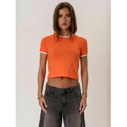 Kurzarmhemd ITS MAY "ITS MAY T-shirt Rosa", Damen, Gr. L, Normalgr&ouml;&szlig;en, orange, Obermaterial: 92% Baumwolle, 8% Elasthan, Hemden