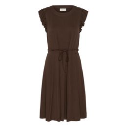 Midikleid Kaffe "Kleid KAbella", Damen, Gr. L, N-Gr, braun (chocolate braun), Obermaterial: 95% Viskose CV. 5% Elasthan EL., Kleider Midikleid