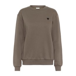 Sweatshirt Kaffe "Sweatshirt KAliddy", Damen, Gr. L, braun (morel with schwarz heart), Obermaterial: 85% Baumwolle CO. 15% Polyester PES., Sweatshirts Sweatshirt