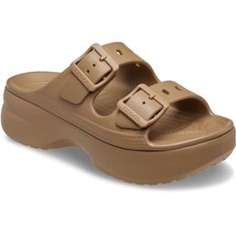 Pantolette Crocs "Saturday Platform Sandal", Damen, Gr. 38, braun (sephia), Croslite&trade;, unifarben, Schuhe Pantolette, Sommerschuh, Strandschuh, Gartenschuh zum Schlupfen