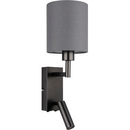 Globo LIGHTING Wandleuchte "ZAMORA", schwarz, chromfarben, 1, H: 45,5cm, 1 Stk., Leuchten, Bewegliche Wandleuchte mit Textilschirm und LED, Wandleuchte