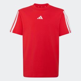 T-Shirt adidas Sportswear "J 3S TEE 160", M&auml;dchen, Gr. 164, pure ruby, wei&szlig;, Obermaterial: 100% Baumwolle, normal, Rundhals, Shirts T-Shirt, sportlicher Stil, Rundhalsausschnitt, ohne Verschluss, f&uuml;r Kinder
