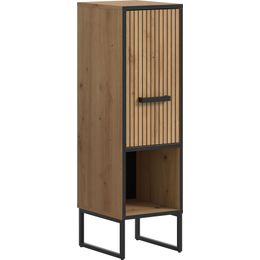 Unterschrank Welltime "LOCRI, H&ouml;he 101 cm, 1 T&uuml;r, 1 offenes Fach, 1 Einlegeboden", artisan oak nachbildung, schwarz, B:30cm H:101cm T:32cm, Holzwerkstoff, Schr&auml;nke, Unterschrank, Badm&ouml;bel, Badschrank, Badkommode, Kommode, Schrank, Bad, Badezimmer