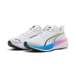 Trainingsschuh Puma "Darter Pro 2 Laufschuhe Erwachsene", Damen, Gr. 36, bunt (wei&szlig; schwarz lime squeeze poison pink bright aqua gelb), Obermaterial: Synthetik, Textil. Futter: Textil. Innensohle: Textil. Laufsohle: Gummi, Schuhe