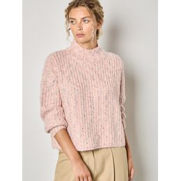 Stehkragenpullover Apricot "Pullover", Damen, Gr. XS (34), rosa (pink), Obermaterial: 42% Nylon NY. 38% Polyester PES. 20% Polyacryl PAN., uni, kurz, Gerippt, Pullover Stehkragenpullover, in Rippstrick