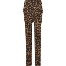 Leggings Urban Classics "Urban Classics Damen Girls Soft AOP Leggings", M&auml;dchen, Gr. 122/128, Normalgr&ouml;&szlig;en, schwarzleo, 85% Polyester, 15% Elasthan, slim fit, Hosen Leggings