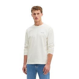 Marc O'Polo Langarmshirt MARC O'POLO "Heavy Jersey mit R&uuml;ckenprint", Herren, Gr. XXL, silky wei&szlig;, Obermaterial: 100% Baumwolle, unifarben, Basic, relaxed fit, Rundhals, Shirts Langarmshirt