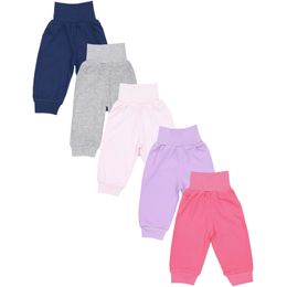 Pumphose TUPTAM "Pumphose Baby Lange Pumphose 5er Pack", M&auml;dchen, Gr. 62, N-Gr, lila (lila rosa pink dunkelblau grau meliert), Obermaterial: 100% Baumwolle CO., Hosen